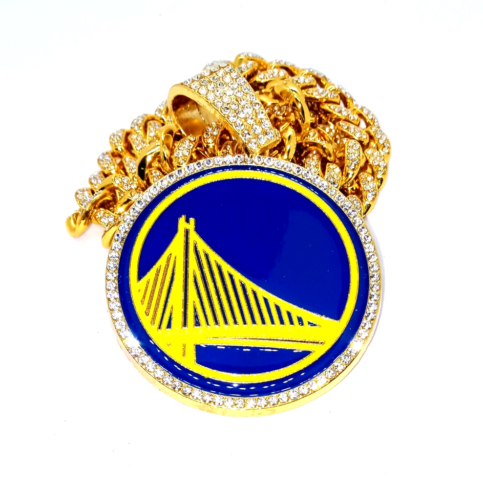 GOLDEN STATE WARRIORS GEM NECKLACE Gold Bling NBA Hip Hop Pendant & 20 ...