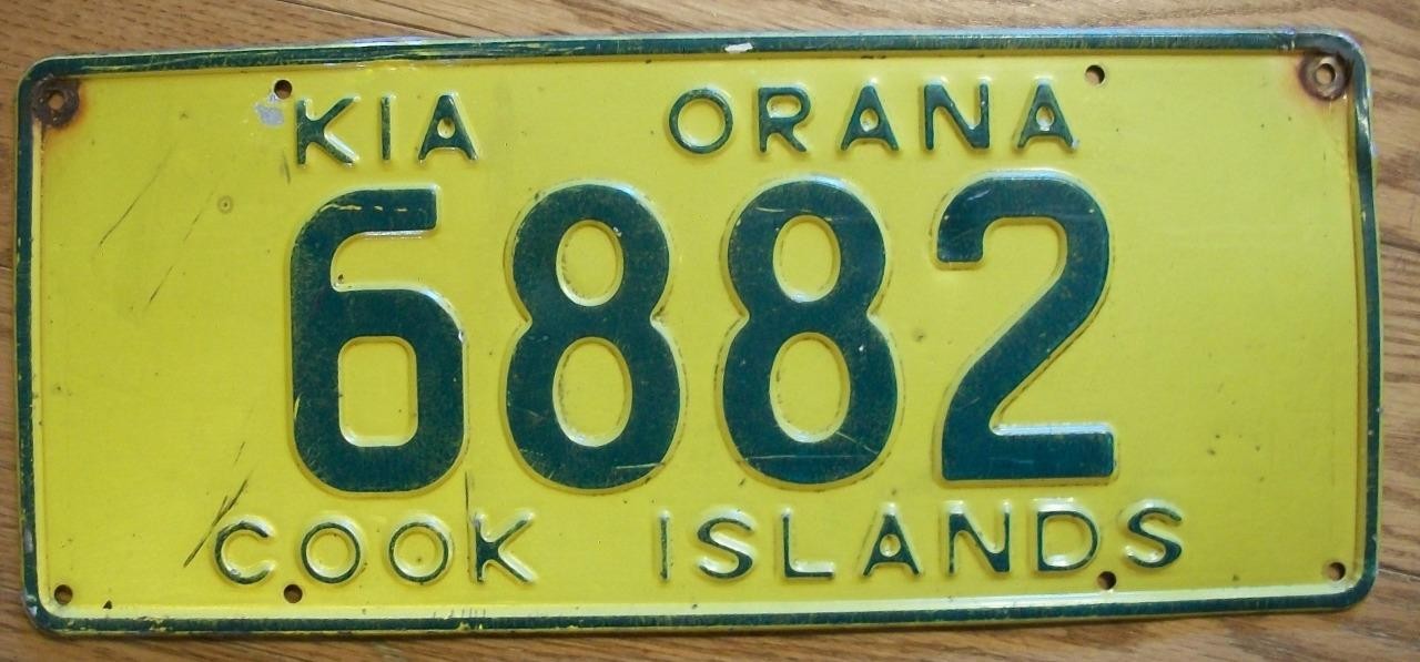SINGLE COOK ISLANDS LICENSE PLATE - 6882 - KIA ORANA | eBay