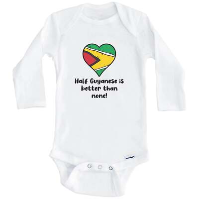 Half Guyanese Is Better Than None Guyana Flag Heart Long Sleeve Baby ...