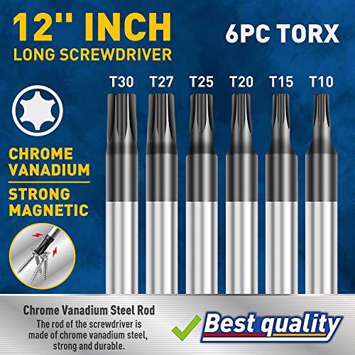 6piece Extra Long Torx Screwdrivers Set Length 12''300mm T10 T30 Long ...