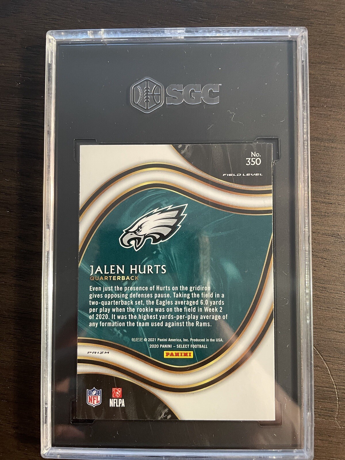 2020 SELECT FIELD LEVEL SP SILVER JALEN HURTS ROOKIE RC #350 Card SGC 9 ...