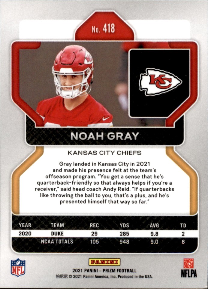 2021 Panini Prizm #418 Noah Gray RC Rookie Card | eBay