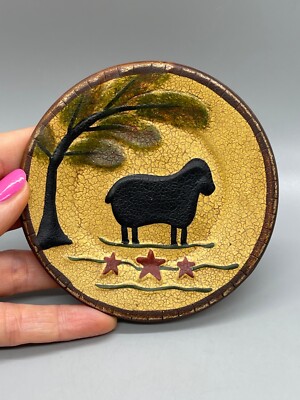Ragon House Primitive Redware Pottery Mini Plate Ornament Black Sheep ...