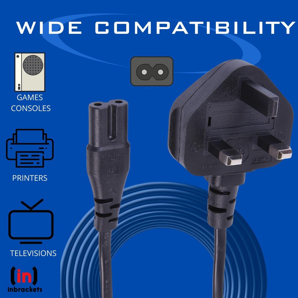 5m UK Mains Plug to C7 Lead Non-rewireable for PS5 TV Xbox | eBay UK