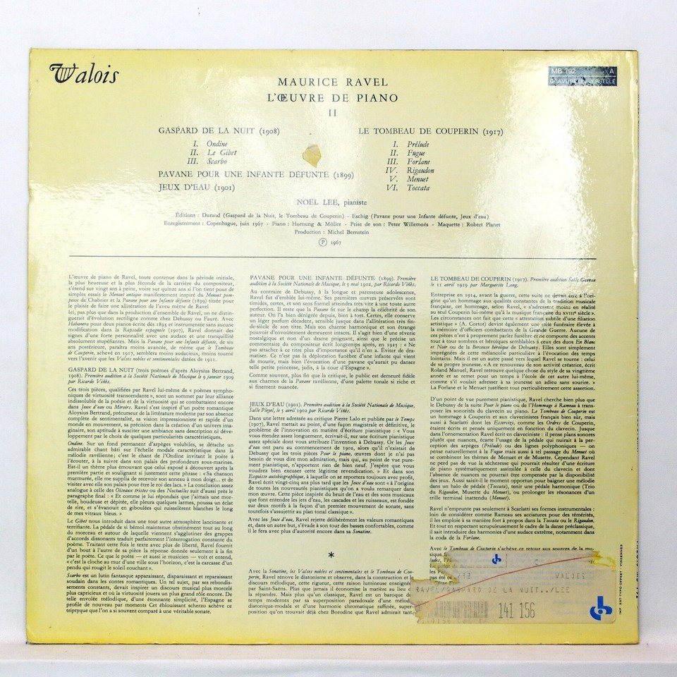 NOEL LEE – RAVEL piano works VALOIS LP EX+ | eBay