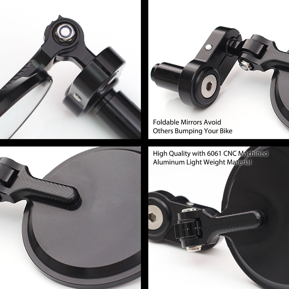 For Yamaha YZF R6 06-20 16 15 14 13 12 Handle Bar End Mirrors Black TXT ...