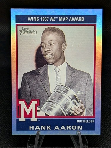 2025 Topps Heritage High Number Hank Aaron 1957 NL MVP Holographic #76R ...