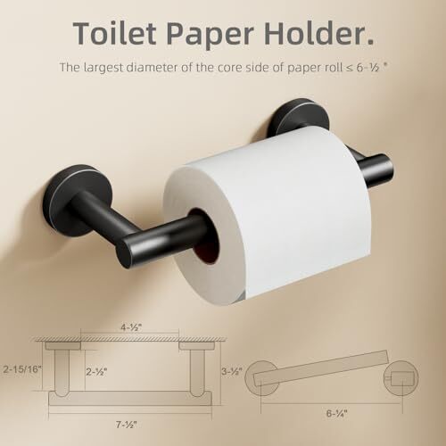 Black Toilet Paper Holder - Metal Bathroom Flexible Pivoting Tissue ...