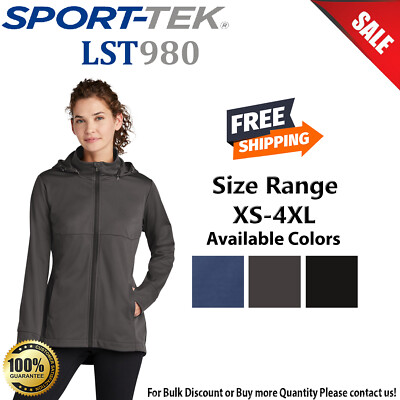 Sport-Tek Womens Long Sleeve Hooded Soft Shell Jacket With Pockets ...