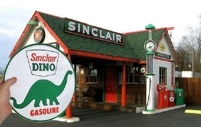 Sinclair Dino Gasoline Round Tin Sign - Round - Sinclair Dino Gas 11.75 ...