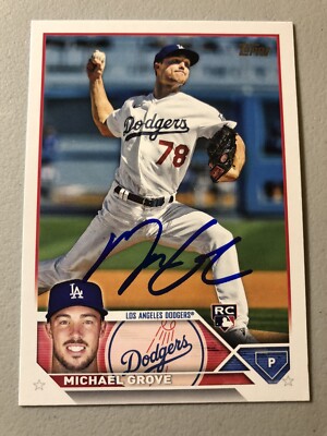 2023 Topps Michael Grove Dodgers Autographed Signed Baseball Card #15 ...