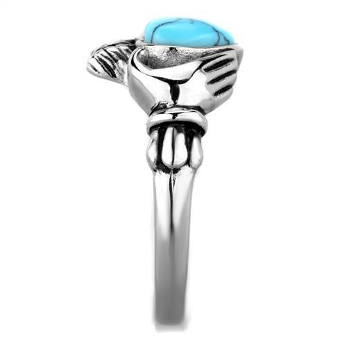 Stainless Steel King Claddagh Blue Turquoise Heart Irish Celtic Ireland ...