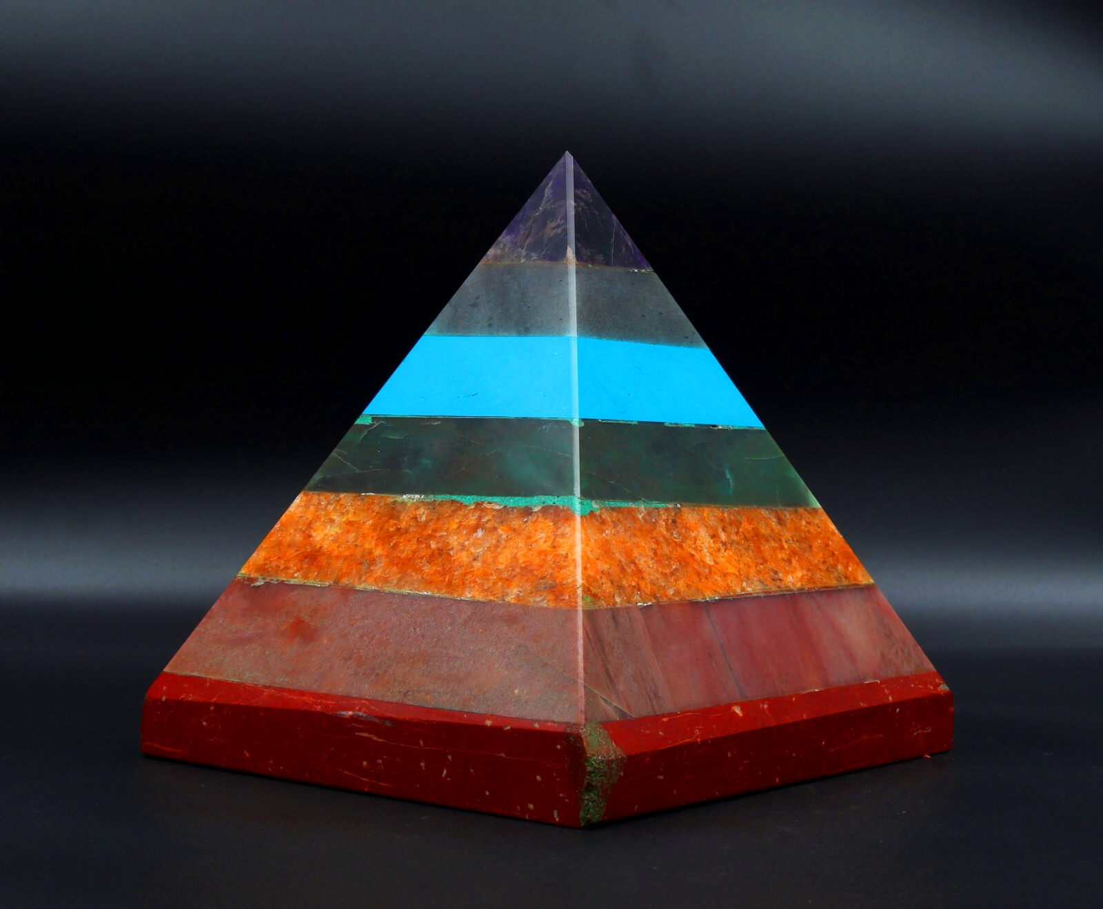 140MM Seven Chakra Gemstone Pyramid Natural Healing Egyptian Spiritual ...