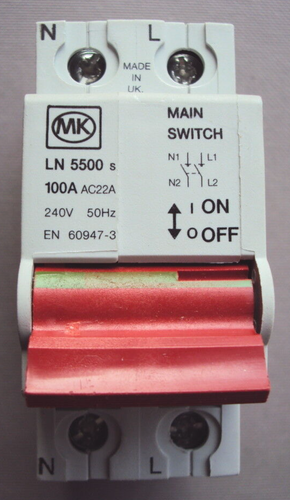MK SENTRY LN5500s 100 AMP DP AC22A EN 60947-3 100A LN 5500s MAIN SWITCH ...