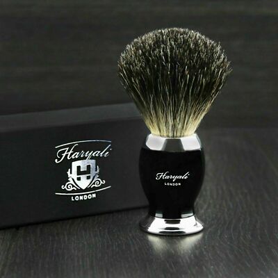 Professionnel Noir Blaireau Cheveux Barbier Rasage Brosse Noir Ébène ...