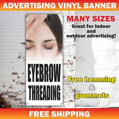EYEBROW THREADING Advertising Banner Vinyl Mesh Sign beauty salon ...