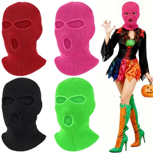 3 Hole Ski Mask Halloween Robber Mask Knit Face Cover Bad Girls Cosplay ...