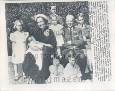 1951 Wire Photo Actress Maureen O'Sullivan With Her Husband & Seven ...