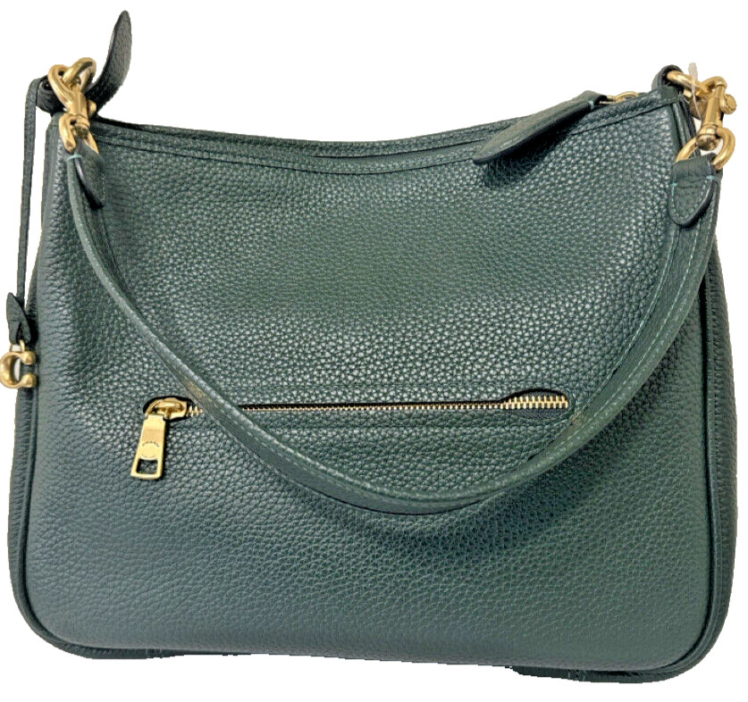 Coach Dark Green Pebbled Leather Back Pocket Zip Clos… - Gem