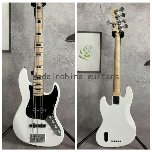 Custom White 5 String Jazz Electric Bass Guitar Maple Fretboard&Neck ...