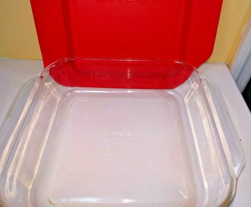 PYREX SQUARE 2 QT CLEAR GLASS BAKING DISH 222-R With Lid 222-PC | eBay