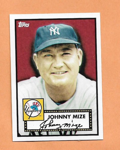 JOHNNY MIZE CARD # YC12 TOPPS NEW YORK YANKEES 2010 WORLD CHAMPIONSHIP ...
