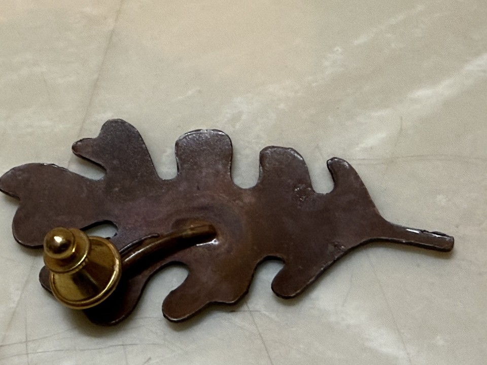 Vintage Beautiful Oak Leaf Pin Brooch Autumn Shiny Lapel Enamel Metal ...