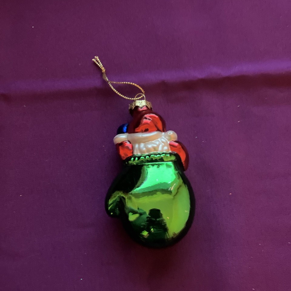 Santa Claus in Green Mitten Glass Christmas Tree Ornament Thomas ...
