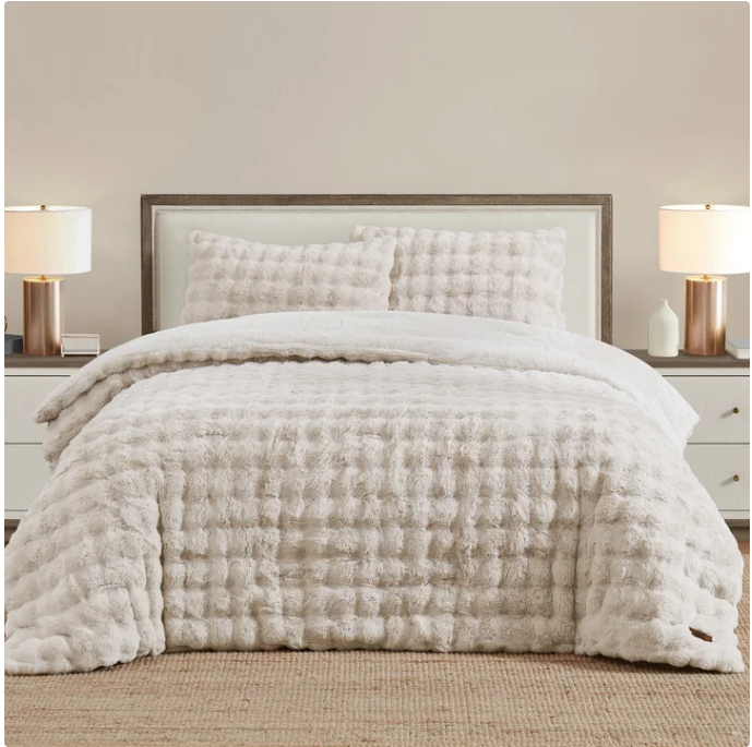 FRYE 3-piece Faux Fur Comforter Set -QUEEN SET | eBay