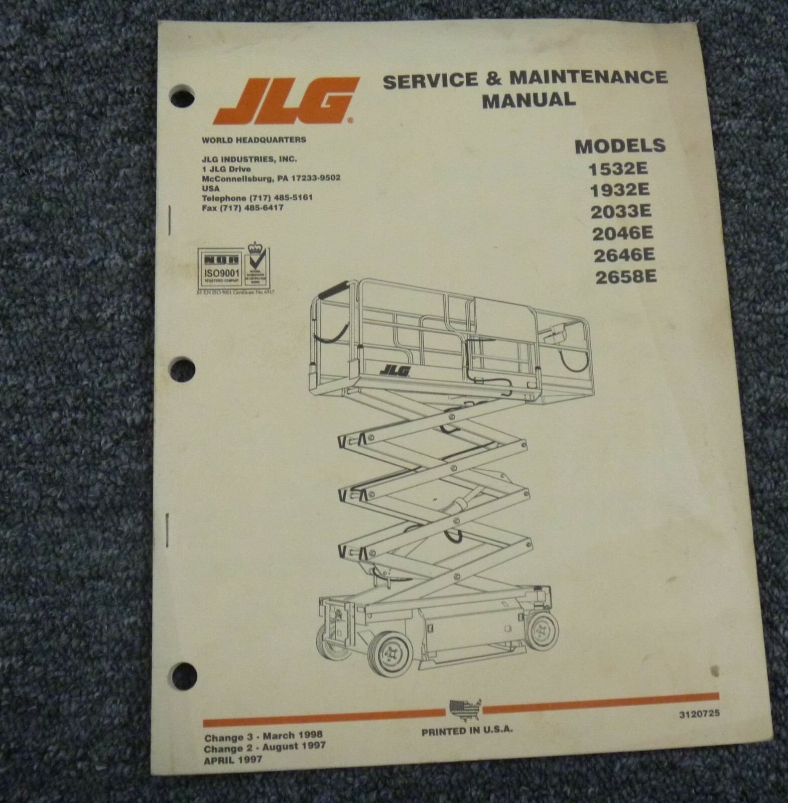 JLG 2646E Scissor Lift Work Platform Shop Service Repair & Maintenance ...