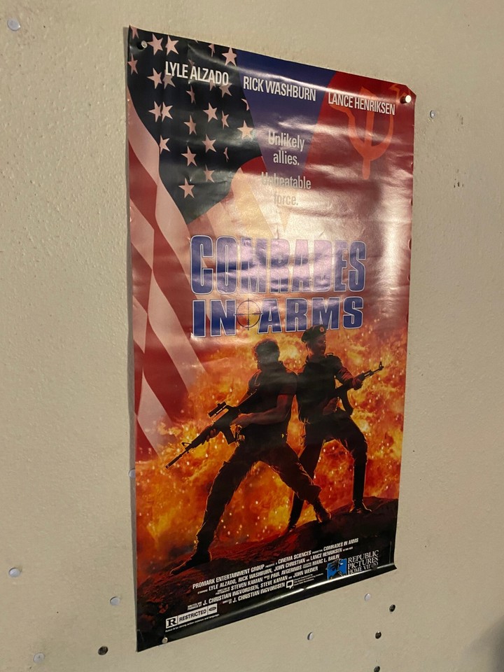 Poster: Comrades In Arms (1991): 13.5x24 original movie video VHS store ...