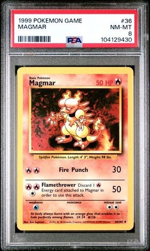 PSA 8 Magmar 36/102 - 1999 Pokemon Game Base Set Unlimited - Uncommon ...