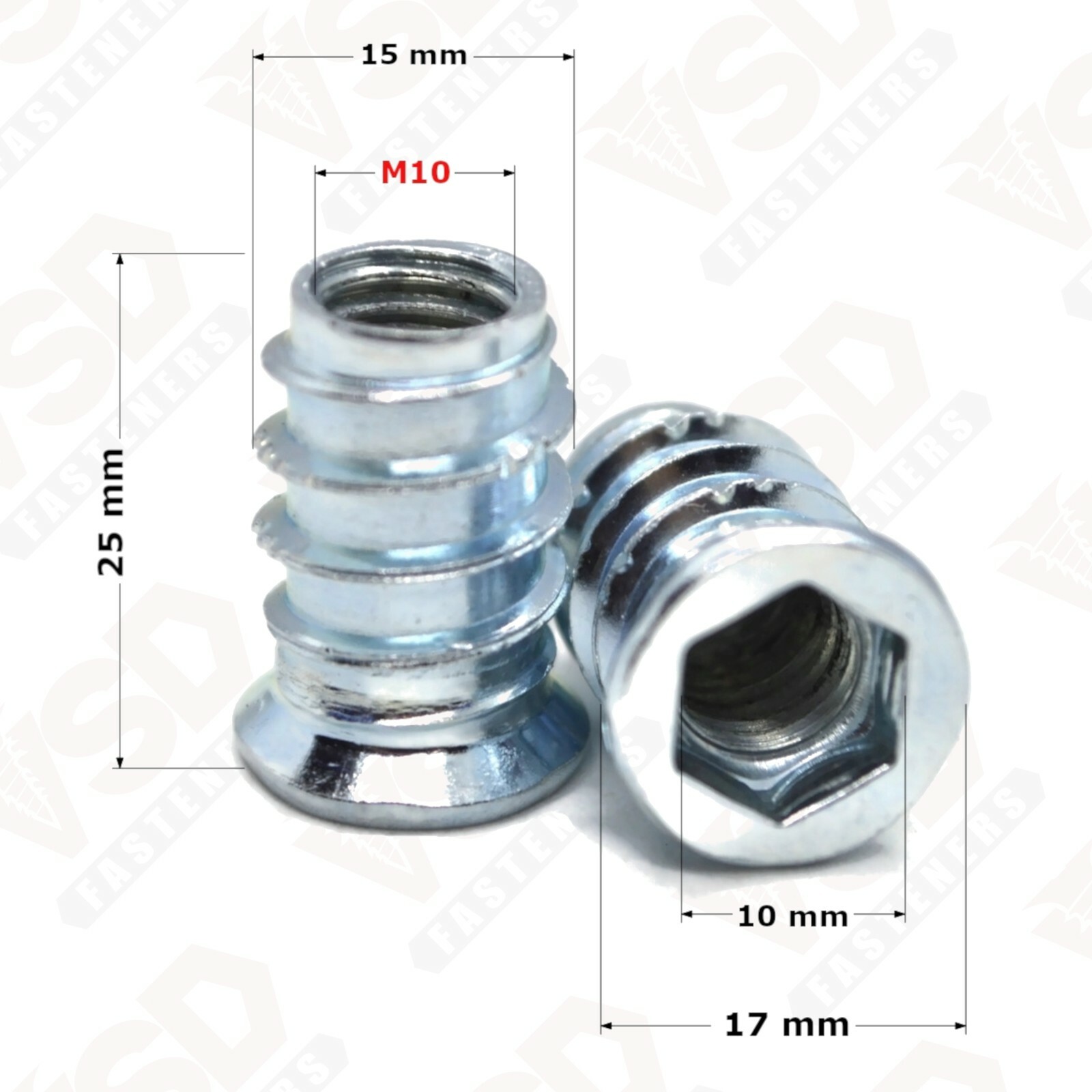 M6 M8 M10 Wood Insert Nuts Furniture Fixing Screws Hex Drive Metrc ...