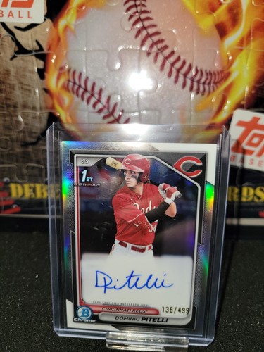 2024 Bowman Chrome Dominic Pitelli 1st Refractor Auto #/499 Cincinnati ...