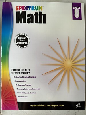 Spectrum Math Workbook, Grade 8 Brand New 9781483808765| eBay