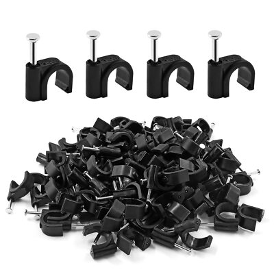 200Pcs 8mm Nail in Cable Clips Black Cable Cord Management Clips ...
