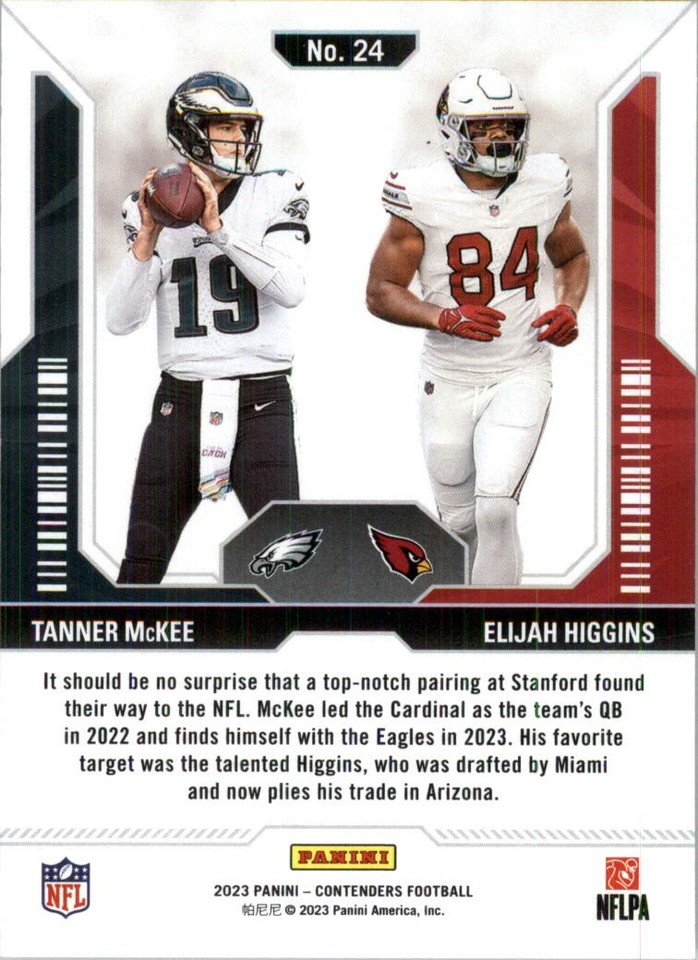 2023 Panini Contenders Round Numbers #24 Elijah Higgins Tanner McKee ...