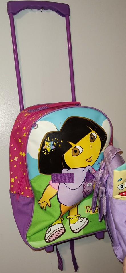Vintage Dora The Explorer Rolling Backpack/ Luggage With Backpack &Map ...