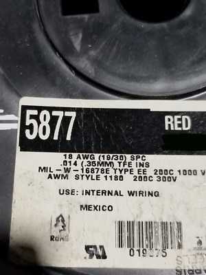 Alpha Wire 5877 #18awg M16878/5 EE Silver (SPC) PTFE 200C Hook-Up Wire ...