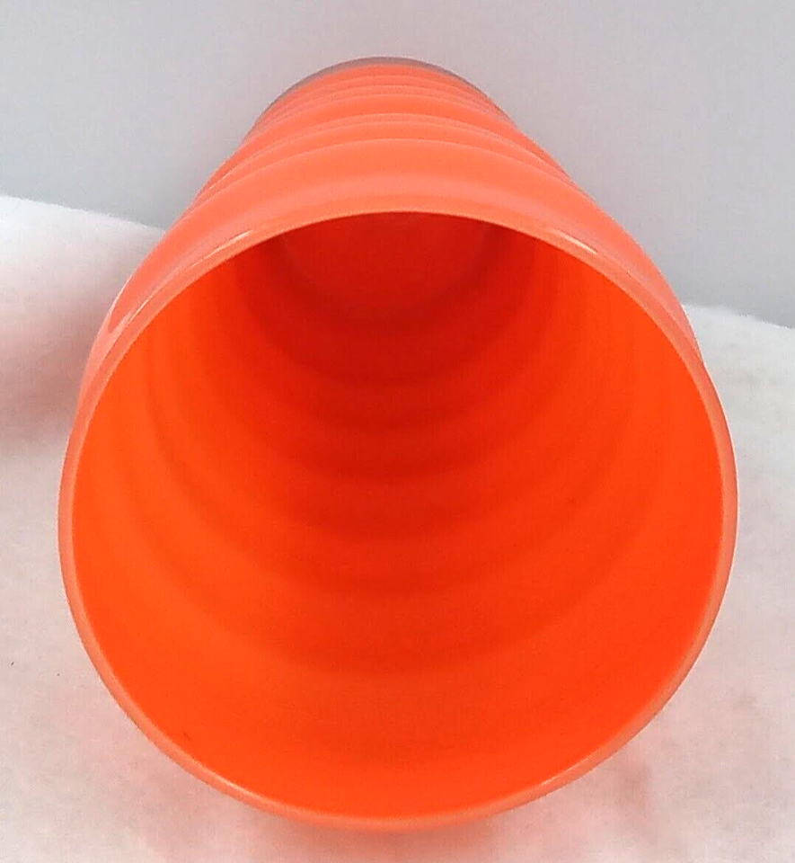 Orange Rib Glass Flower Vase Round Tall Floral Table Decor Boho ...