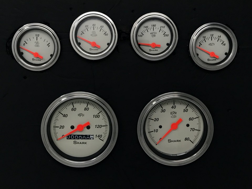 6 Gauge Set Hot Rod Street Rod Universal Dash Mechanical Speedometer ...
