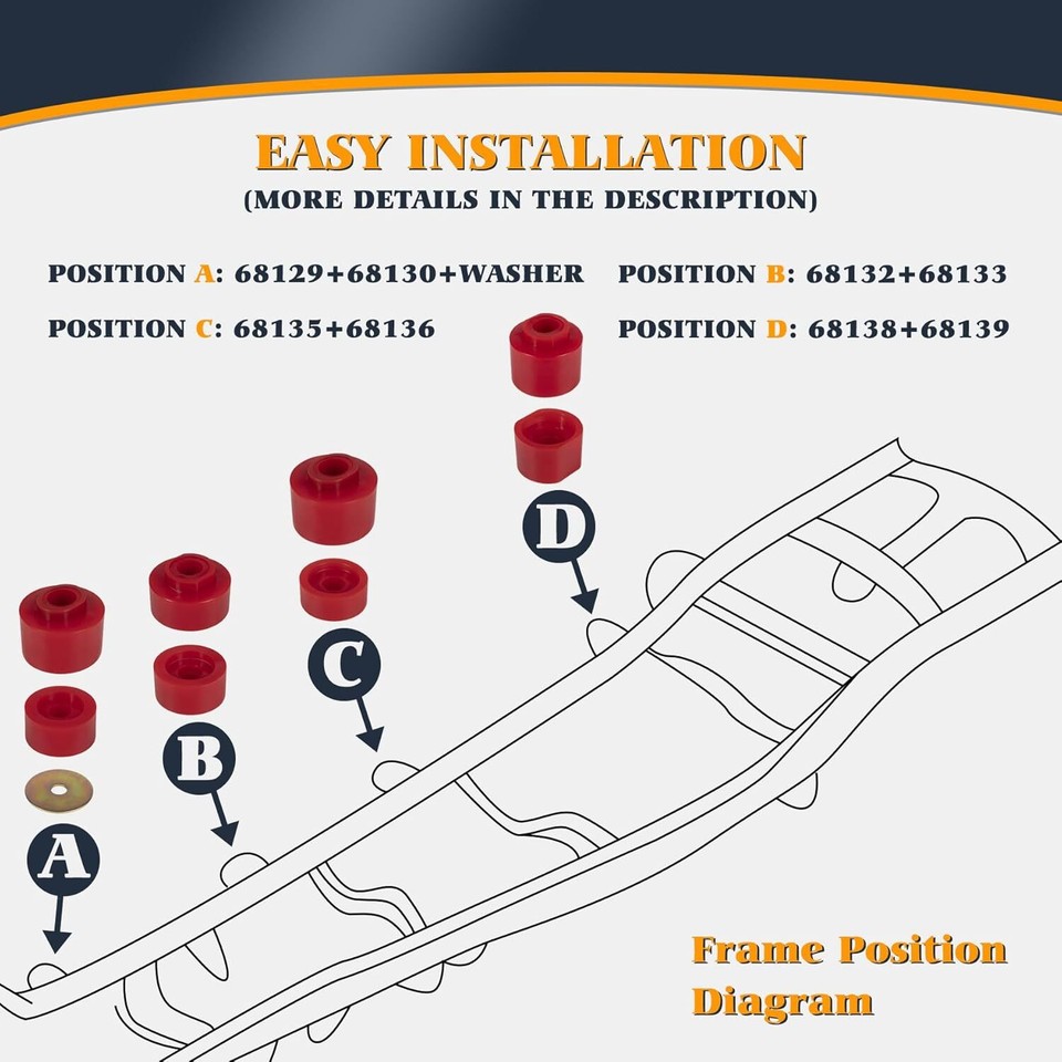 6-116 Body Mount Bushings Kit Fit Ford Explorer Sport Trac 2001-2005 2 ...