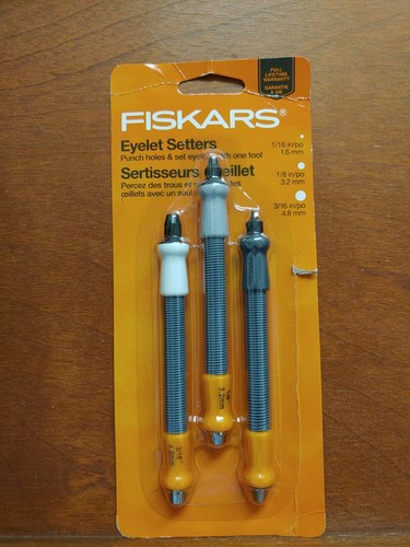 NEW Fiskars Eyelet Setter Set -Punch Holes Set Eyelets Tool 1/16", 1/8 ...
