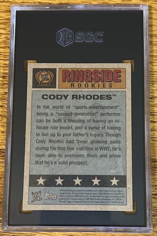 SGC 8.5 Cody Rhodes WWE 2007 Topps Heritage III Ringside #RK1 RC Rookie ...