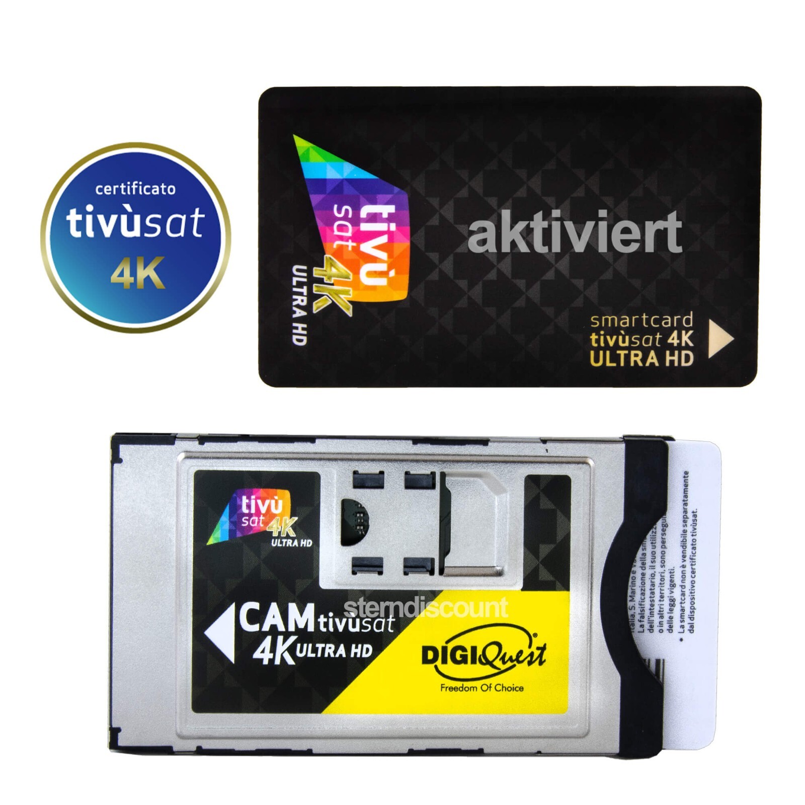 CAM Tivusat 4K+ aktivierte Smartcard CI+ Modul + Karte RAI + Mediaset ...