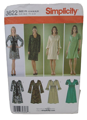 Simplicity 3622 Ladies 4 style Dress sewing pattern Size 12-20 Envelope ...