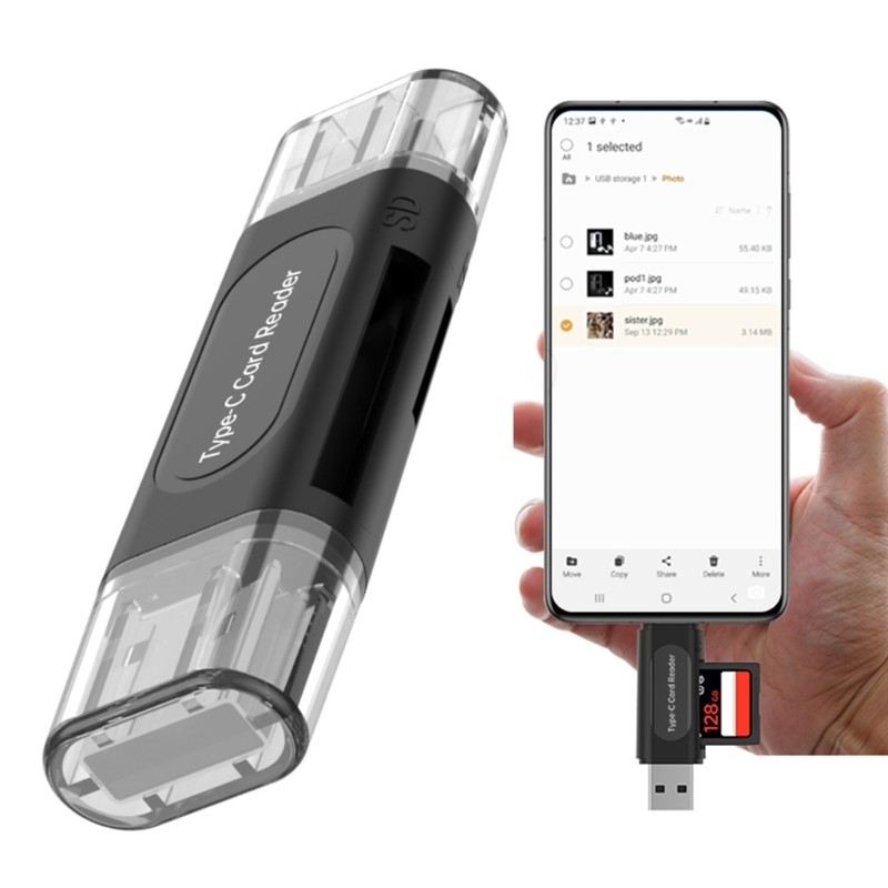 Portable Plastic Storage Card Reader For Computers Type C Devices 128GB ...