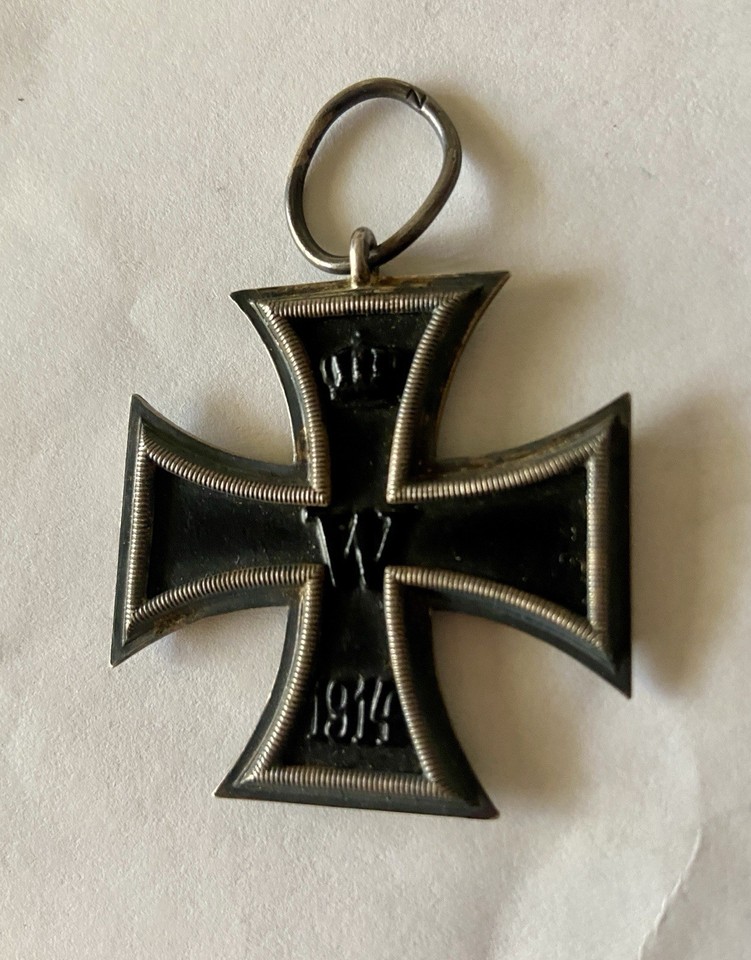 German WW1 Iron Cross Military Medal 2nd class Silver Iron Centre w ...