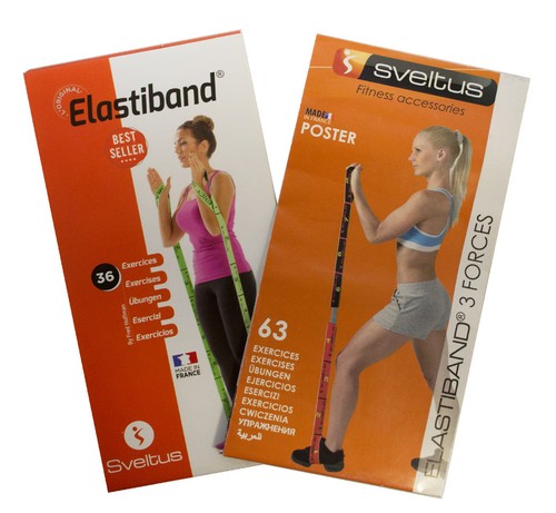 Sveltus Elastiband 10kg GELB und 3 Stärken Übungsanleitung Poster Set ...