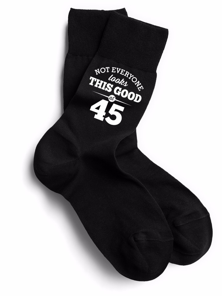 45th Birthday Gift Present Idea Boy Dad Him Men 45 Black Sock ...